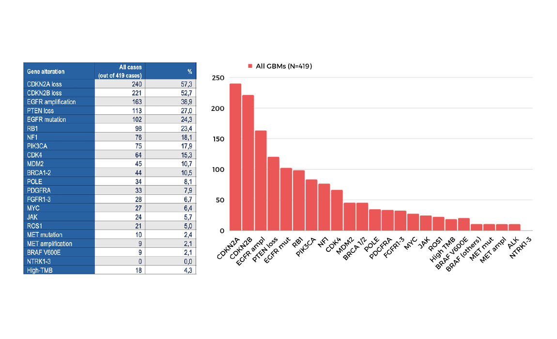 NGS can identify molecular alterations in glioma